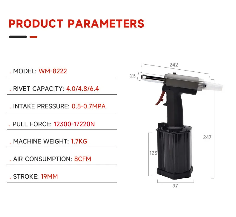 Pneumatic hummer Rivet Gun Machine air Pop Riveter Squeezer Tool ...