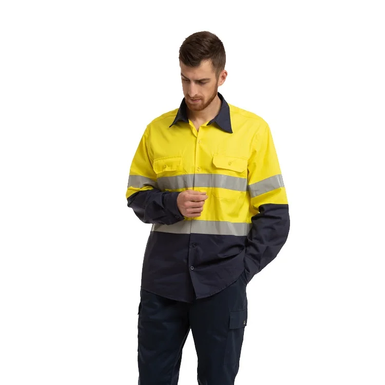 Hot Sale Australian Long Sleeve High Visibility Cotton Drill Reflective ...