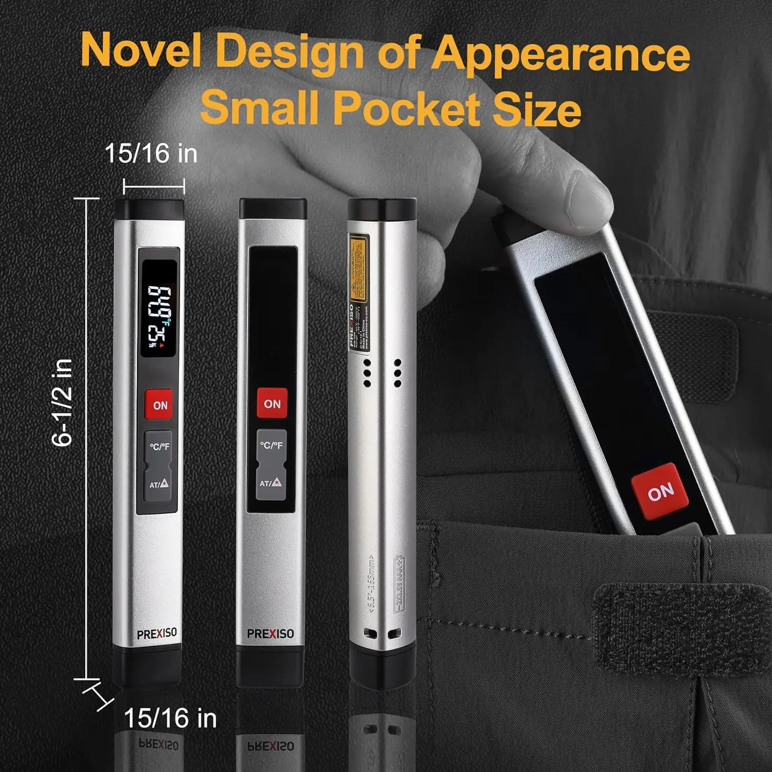 3-in-1 Infrared Pocket Thermometer Non-contact Measurement Tool Silver ...