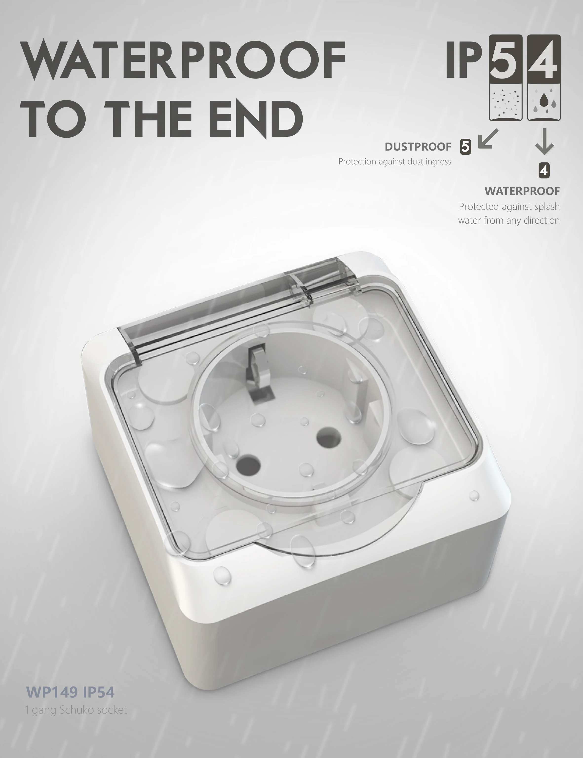 IP54 European Schuko Weatherproof Power Switched Socket 16A ...