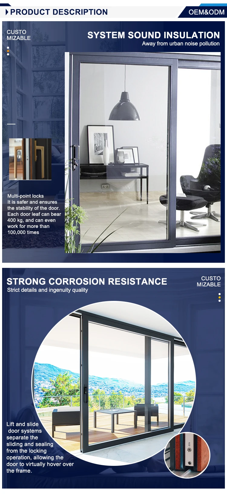 Aluminum Frame Lifting Sliding Door Cheap Price Terrace Iron Gate ...