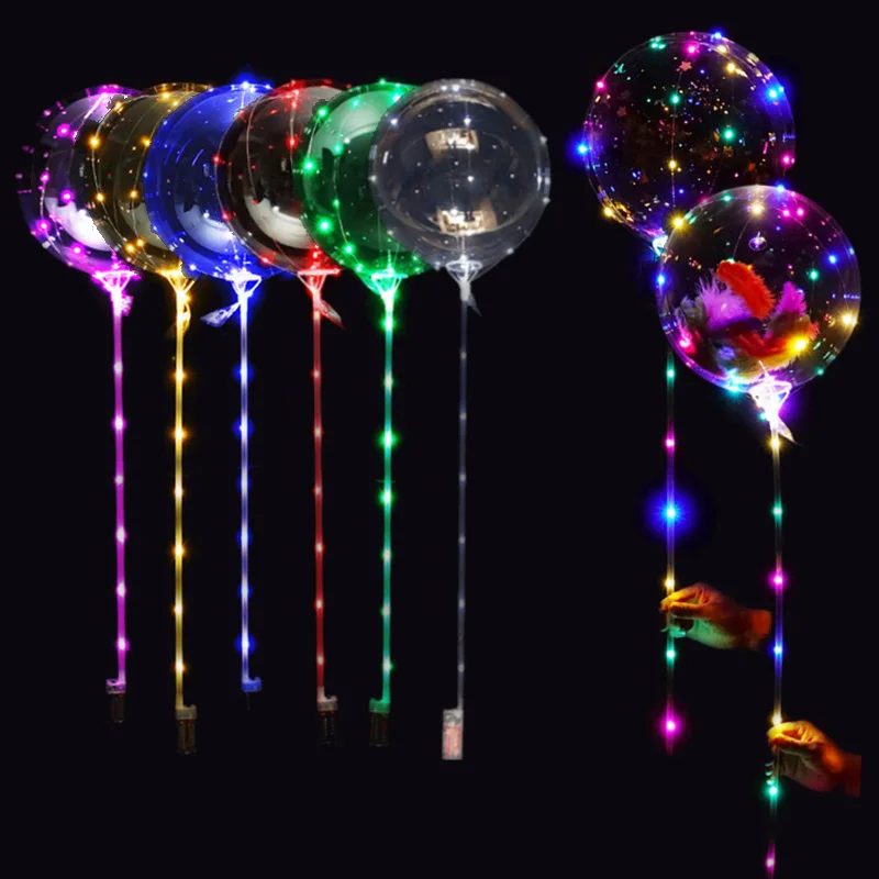 BLN LED Bobo Light up Balloon - 70CM Handheld Transparent Balloon
