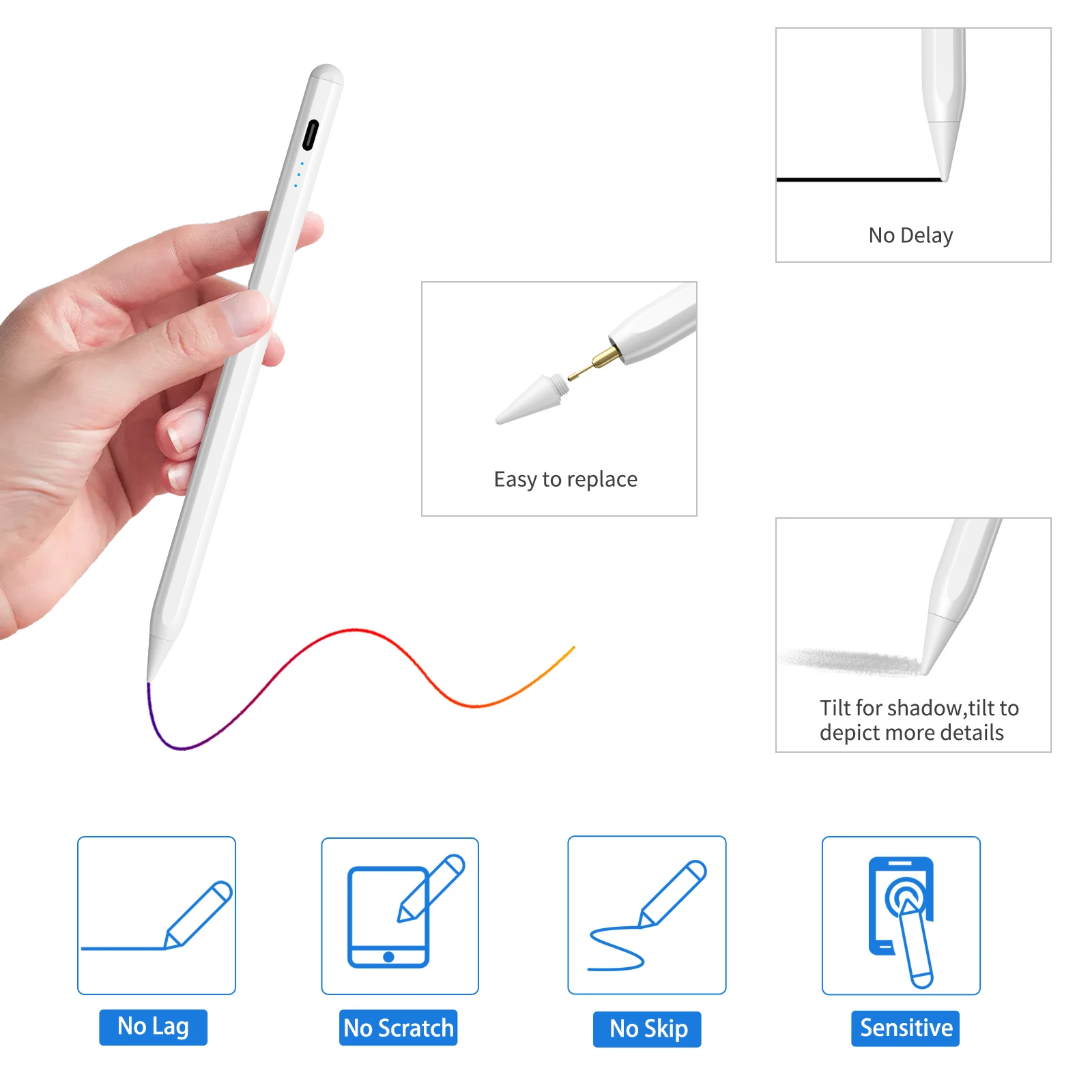 Original Logo 2024 USB Type-C Smart Stylus Pen iPad Silky Smooth ...