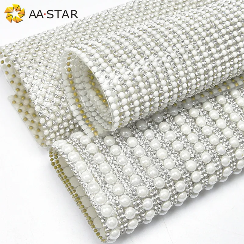 Crystal Rhinestone Sheet Hot Fix Pearl Decoration For Wedding Dress ...