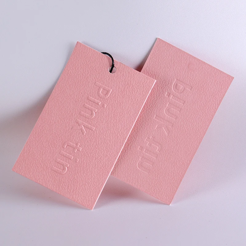Pink Hang Tags Custom Print Logo Gold Stamping Paper Card Hang Tags ...