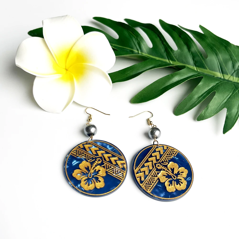 Tortoiseshell & Gold Floral Seashell Drop Earrings OEM