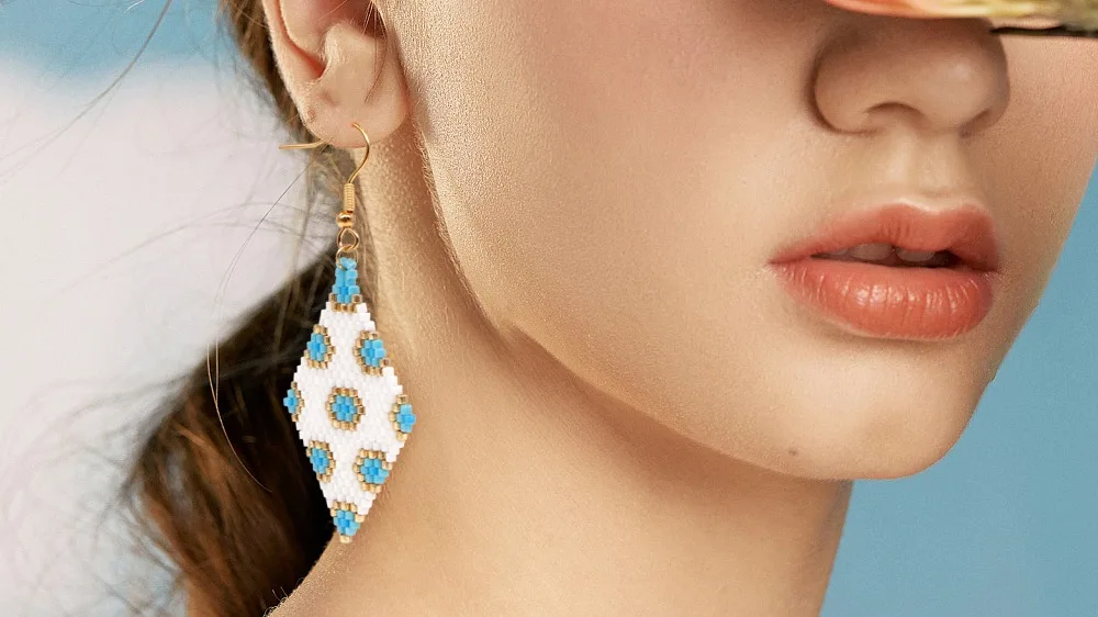 Go2boho Vintage Rhombus Colorful Charming Fashion Hook Earring Handmade Miyuki Seed Beaded ...