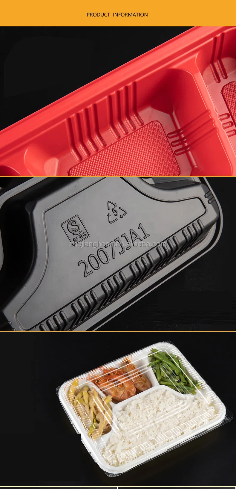 Disposable Meal Box Rectangular Plastic Lunch Box Five Minutes Grid ...