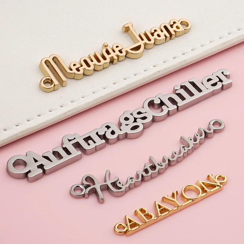Custom Luxury Logo Metal Gold Bag Label Letters Nickel