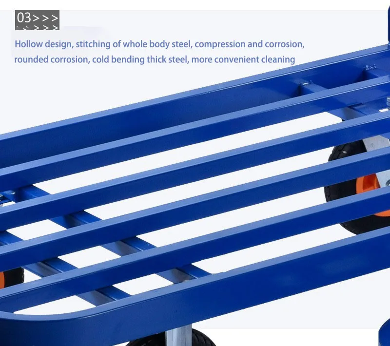 Grocery Unloading Four Wheels Moving Metal Flat Trolley Hand Cart ...