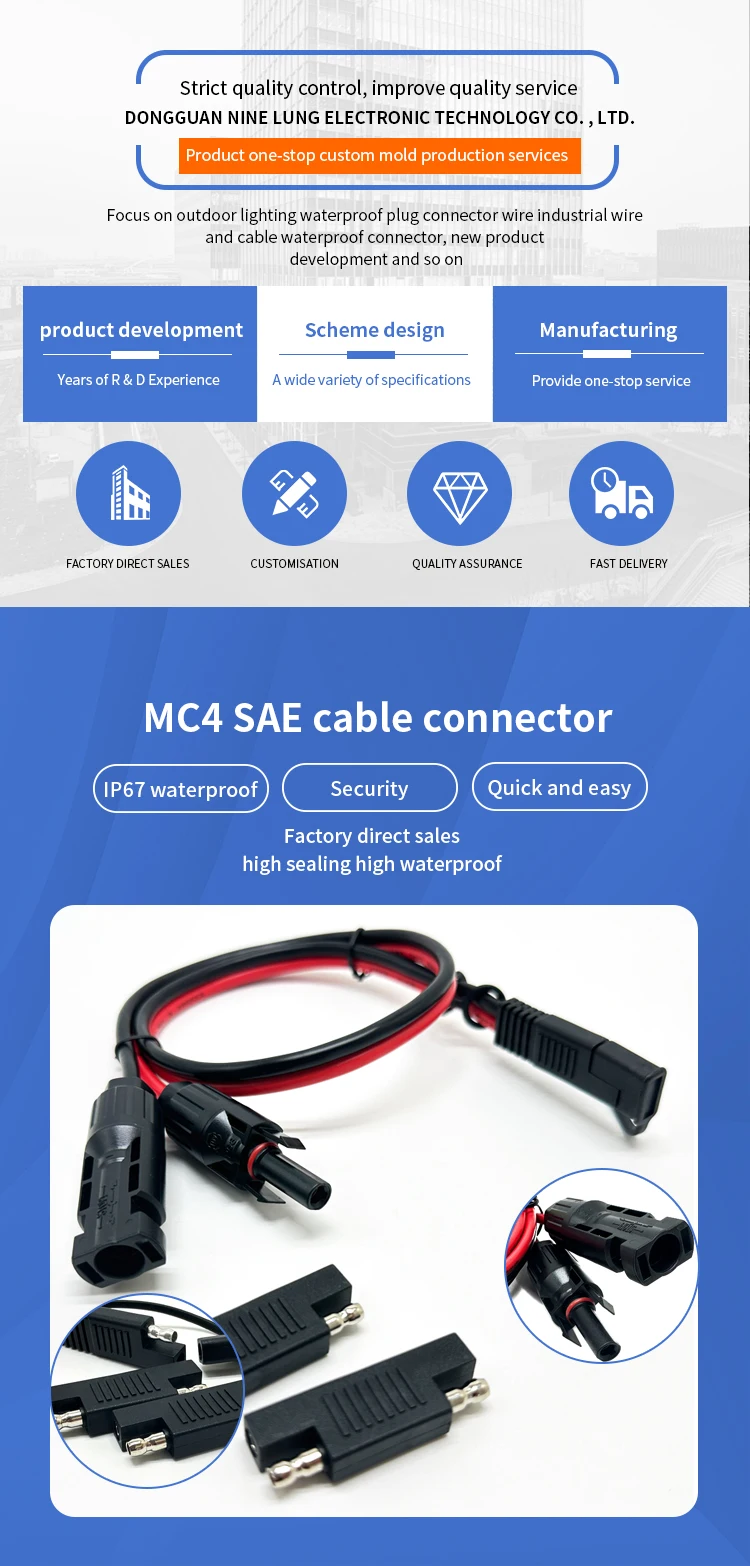 Mc4-sae Solar Cable Connector 10awg 60cm Solar Panel Adapter Ul2468 ...