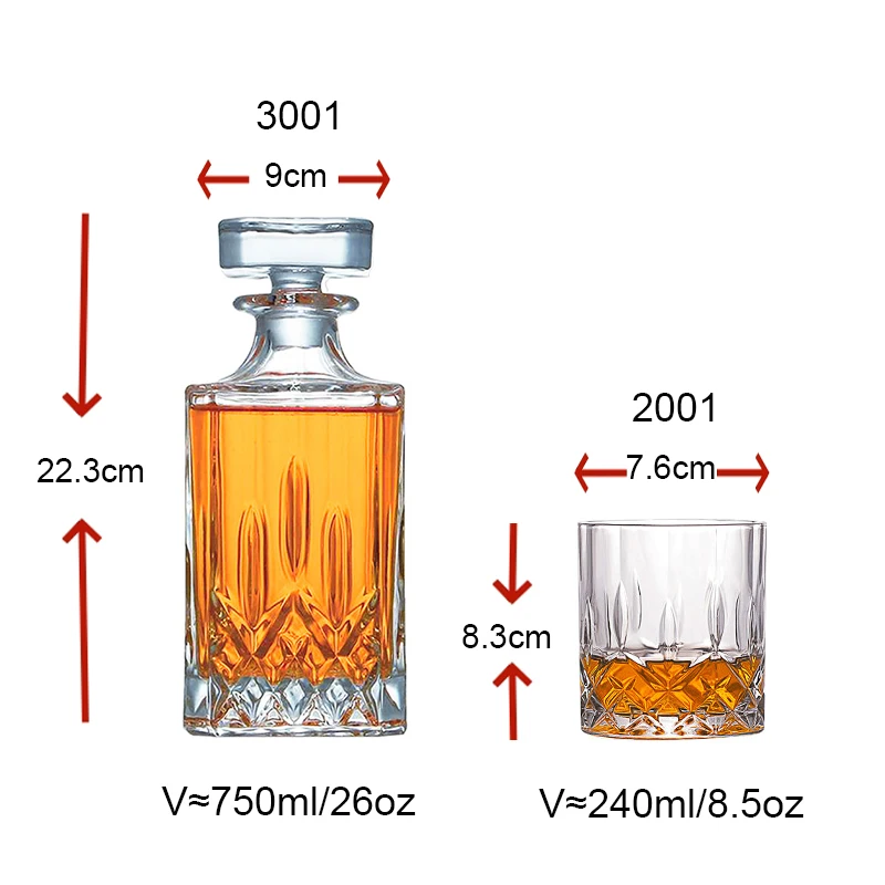 750ml Whiskey Decanter with 6 Glasses - Custom Logo Gifts