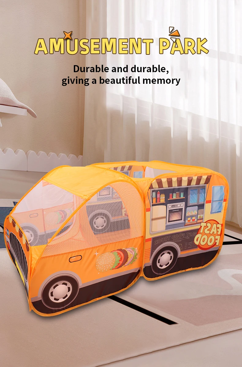 Kids Playhouse Pop Up Tent Car Shape Toy Tents School Bus Ice Cream ...
