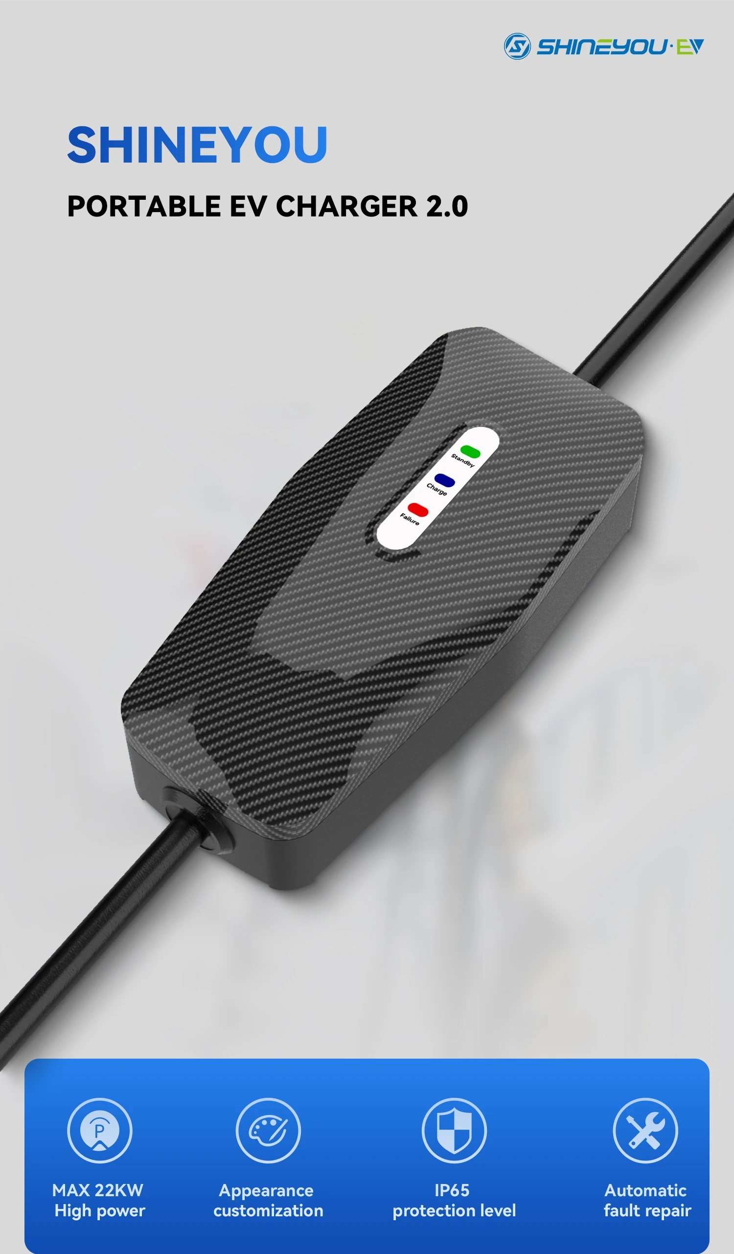 Portable EV Charger - 3.6kw AC with LCD Display & LED Indicators