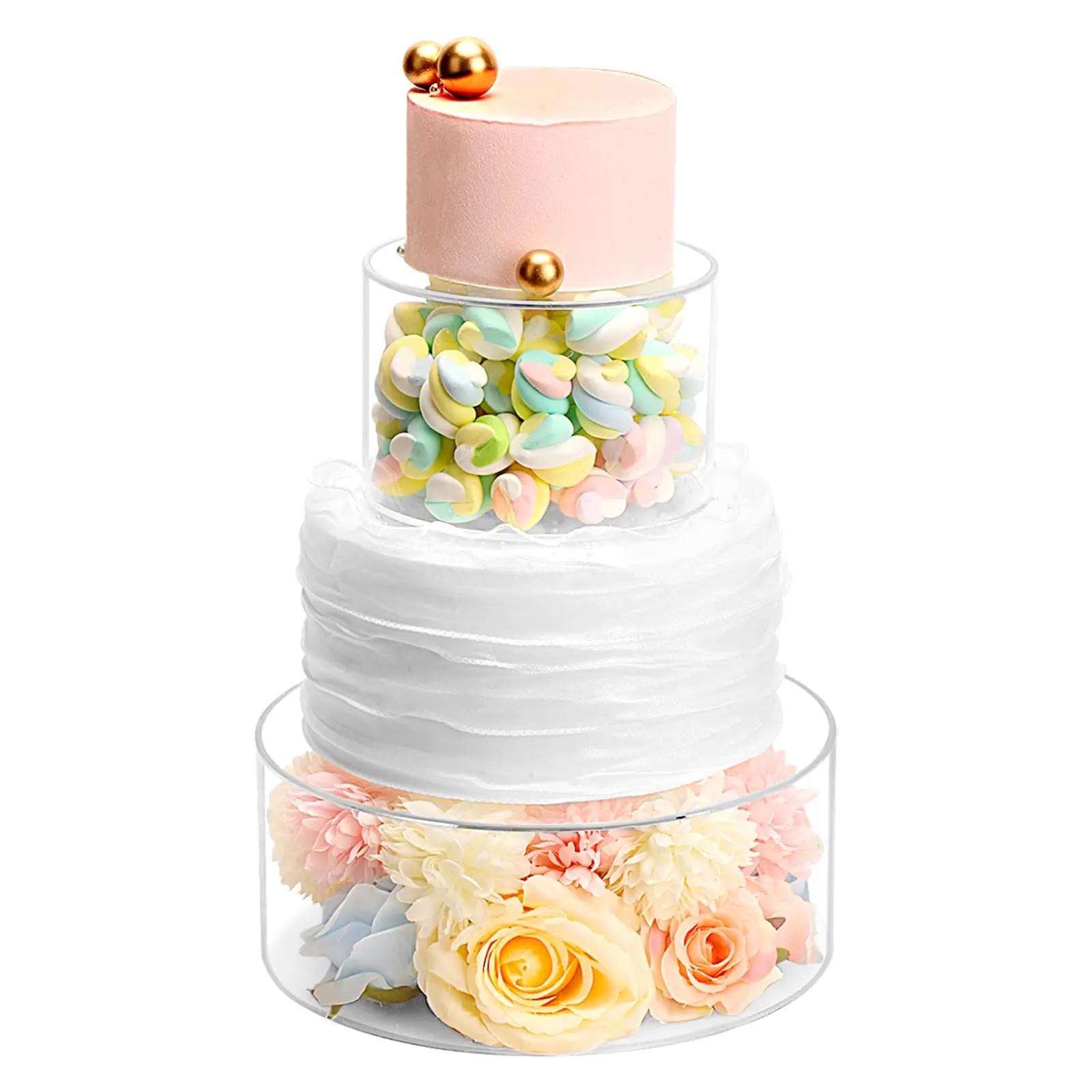 Transparent Acrylic Cake Separator Stand Riser Fillable Round Dessert ...