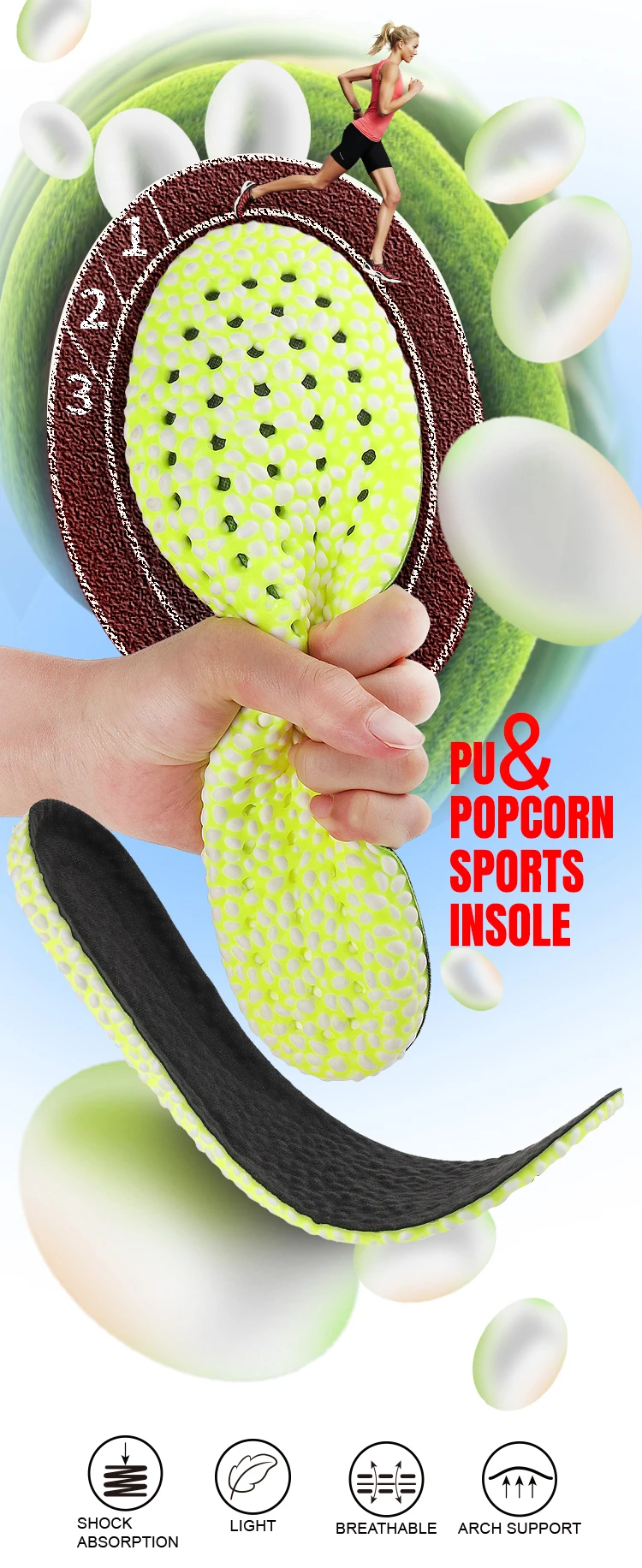 JOGHN Popcorn Foam Internal Increase and Shock Absorption Popcorn Air ...