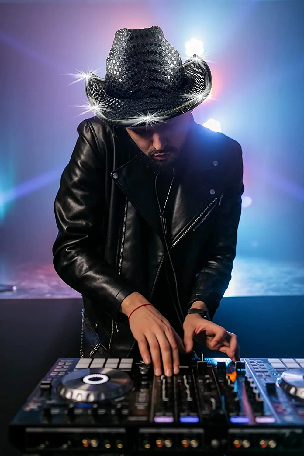 LED Cowboy Hat - Western Flashing Glow Fedora for Adults