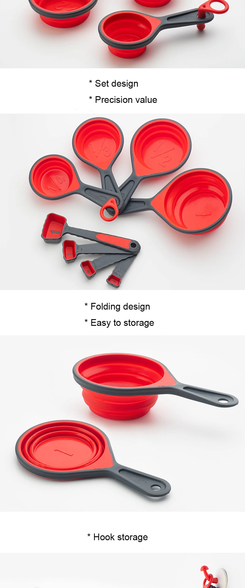 Foldable Measuring Tools Silicone Colorful Counting Cup With 4 Size ...