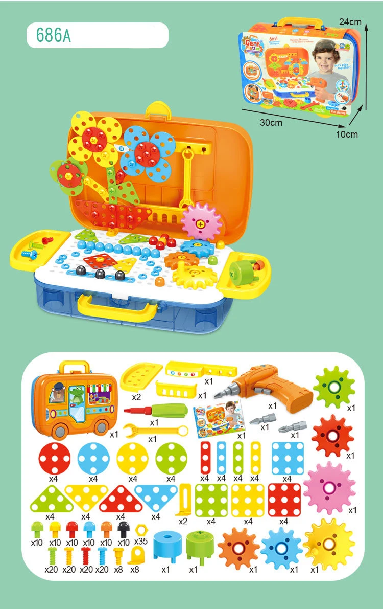 Kids Creative Diy 3d Assemble Building Blocks Disassembly Electric ...