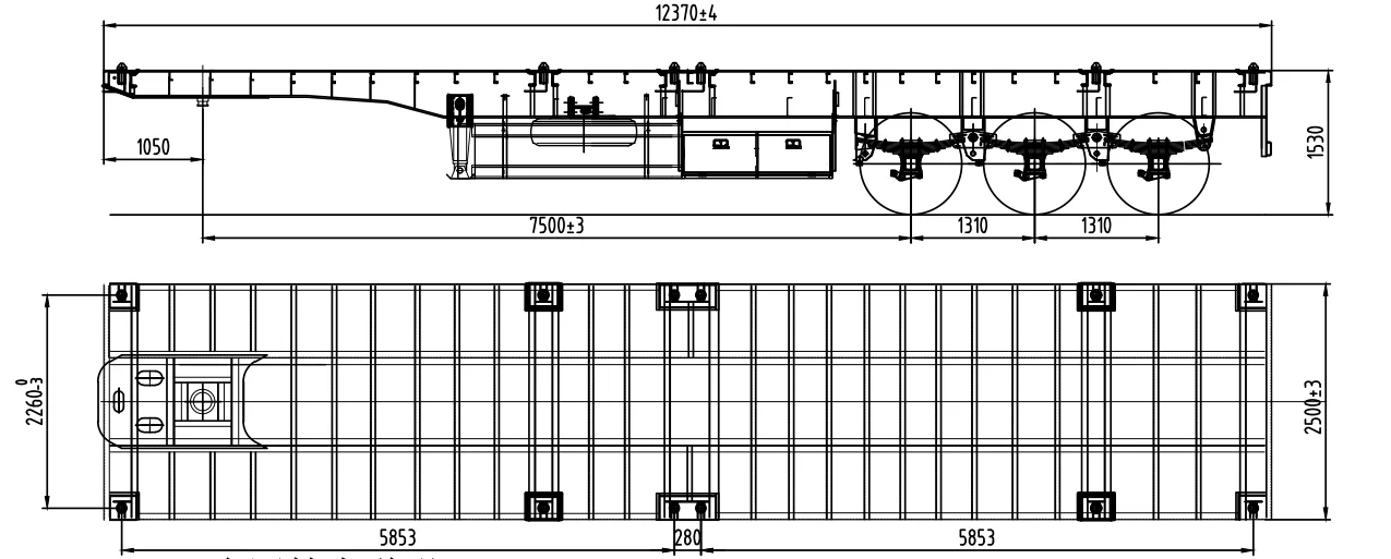3 Axl Trailer - Semi Truck Bed Frame for High Deck Load