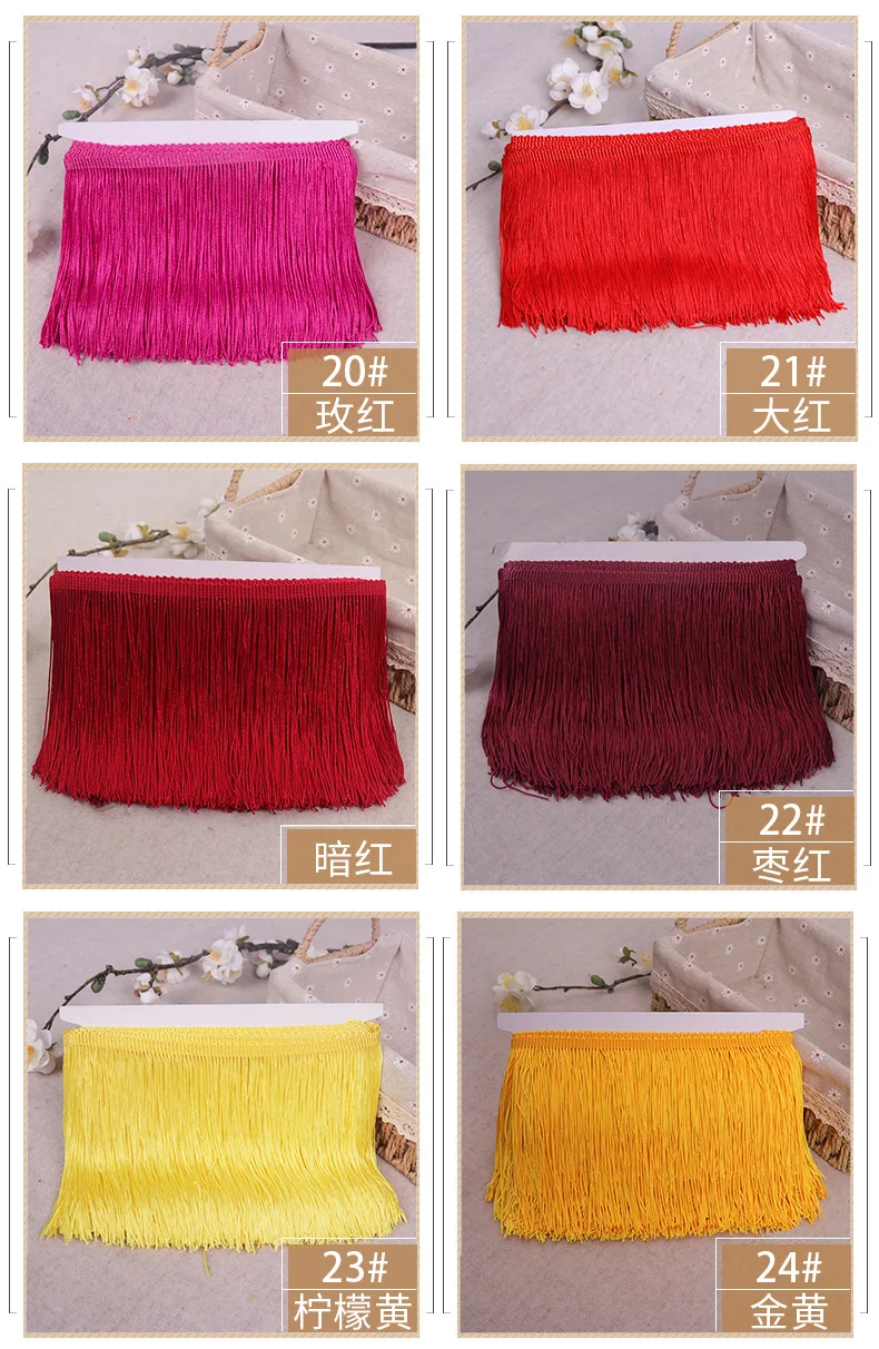 Colorful 4inch Wide Fringe Trim Lace Polyester Fibre Tassel For Clothes ...