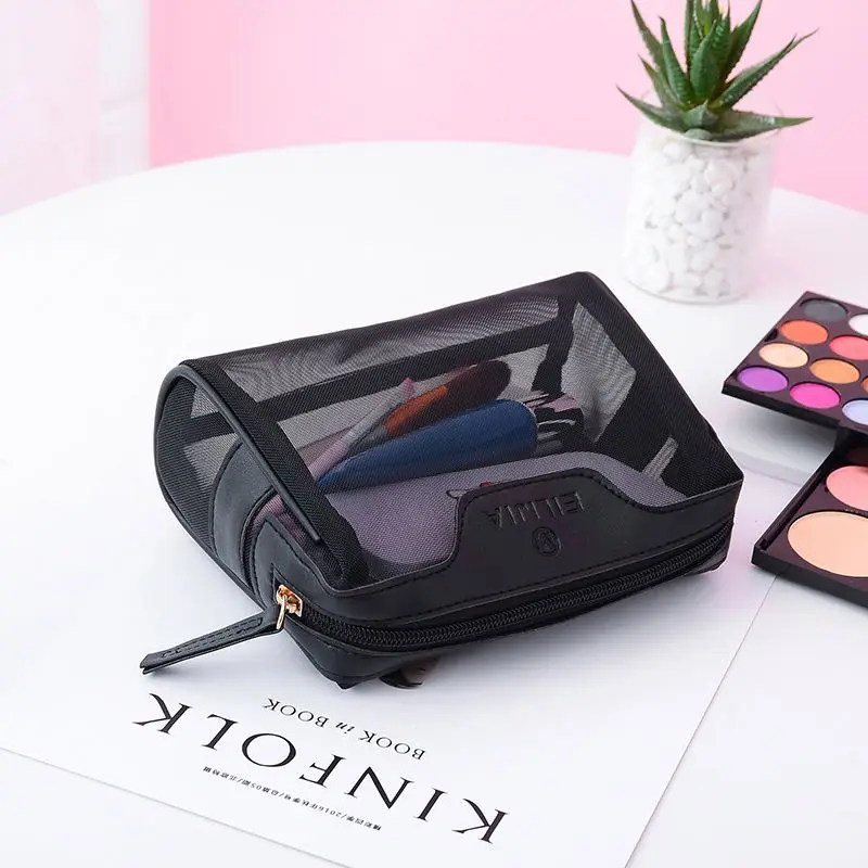Customized Sizes Black Mesh Promotion Cosmetic Packing Pouches Nylon ...