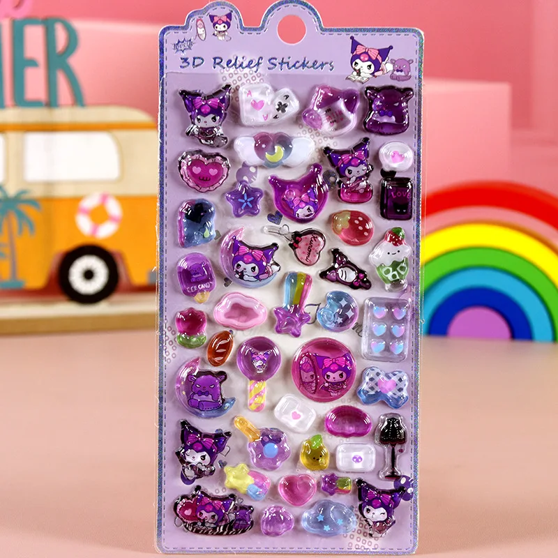Kawaii Children Cartoon Crystal Stickers 3D Three-Dimensional Relief ...