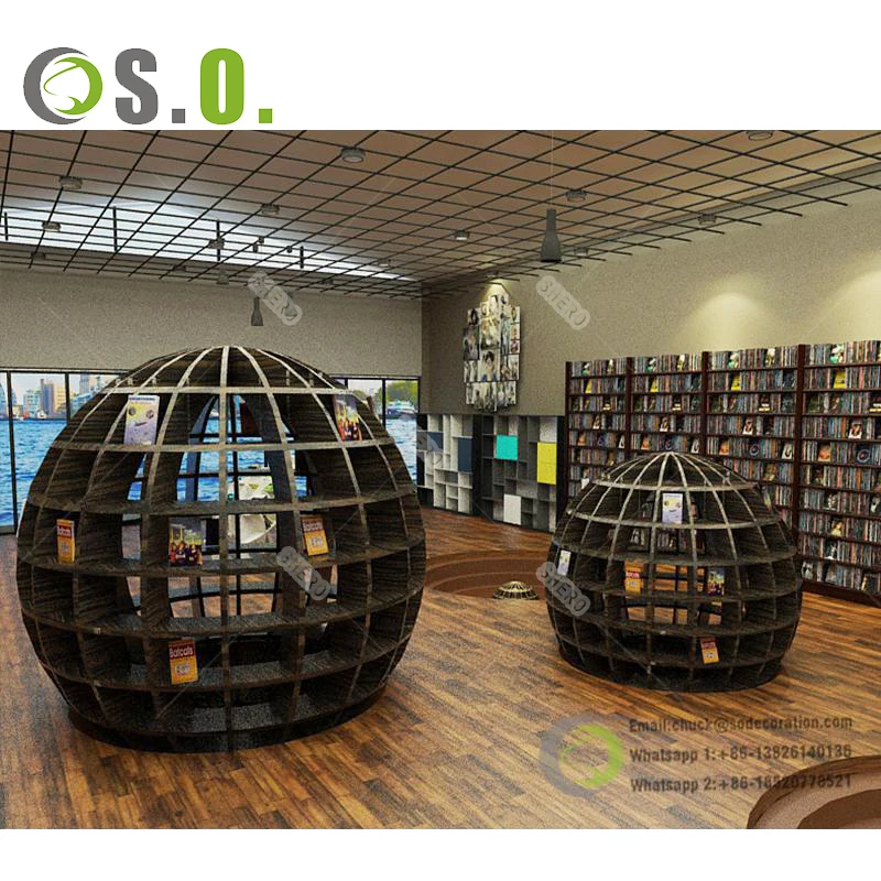 Library Shelving Wall Mounted Stationery Display Shelf Customized Book ...