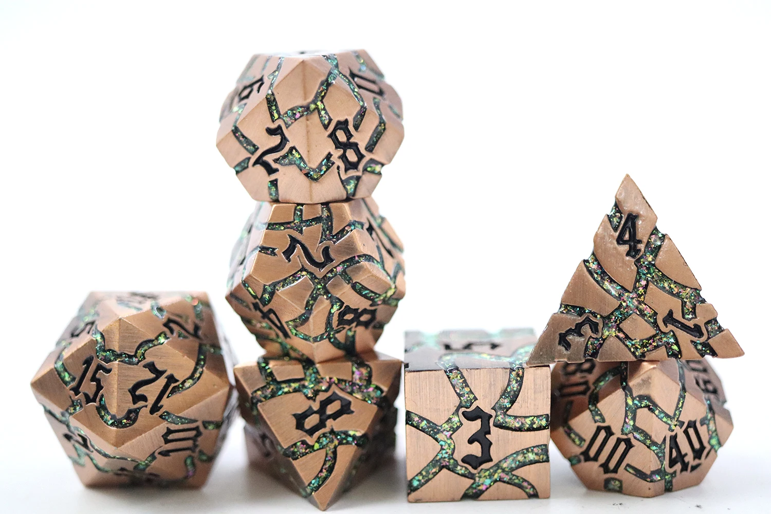 Newest Multi-colored Mica Glitter Cracked Sharp Edge Brass Metal D4-d20 ...