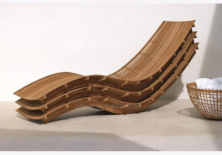 Luxury Outdoor Furniture Poolside Wood Sunbed All-weather Hotel Beach ...