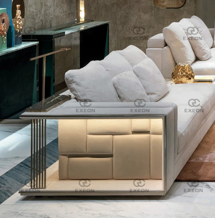 Modern Luxury Italian Modular Sofa With Led Light 8 Seats l Shape ...