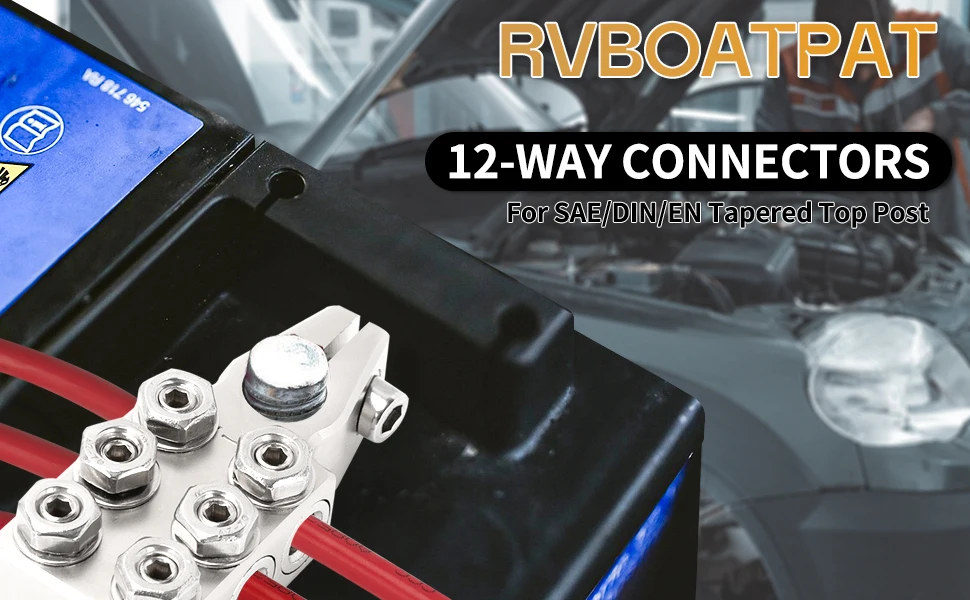 12 Way Battery Terminal Connectors 8awg Up To 4/0(xl) Awg Gauge Battery ...