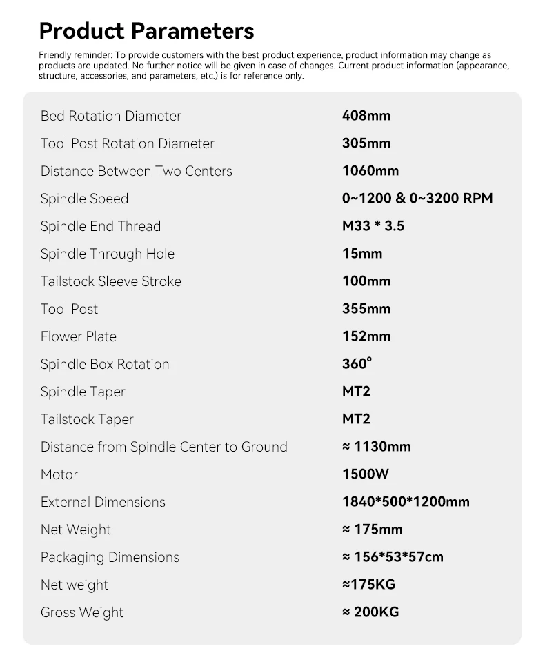 CTW1060 Industrial Wood Lathe with MT2 Taper Spindle for Wood and Metal ...