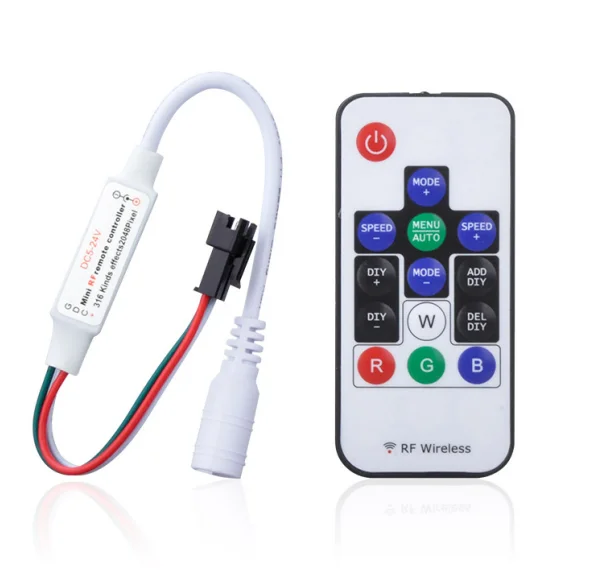 Mini Dream Color 14-key Rf Diy Controller R105-dk-14 Dc5-24v 2048pixels ...