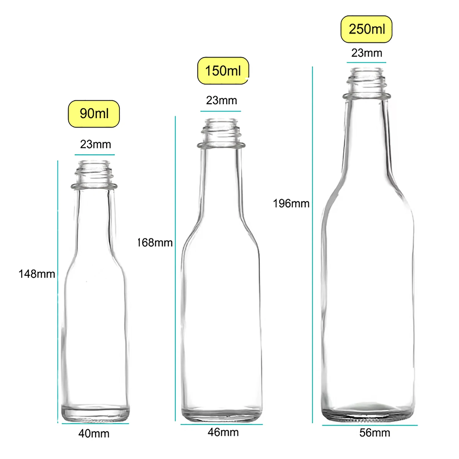 Empty Clear 5oz 8oz 90ml 150ml 250ml Airtight Sauce Woozy Bottle Hot ...
