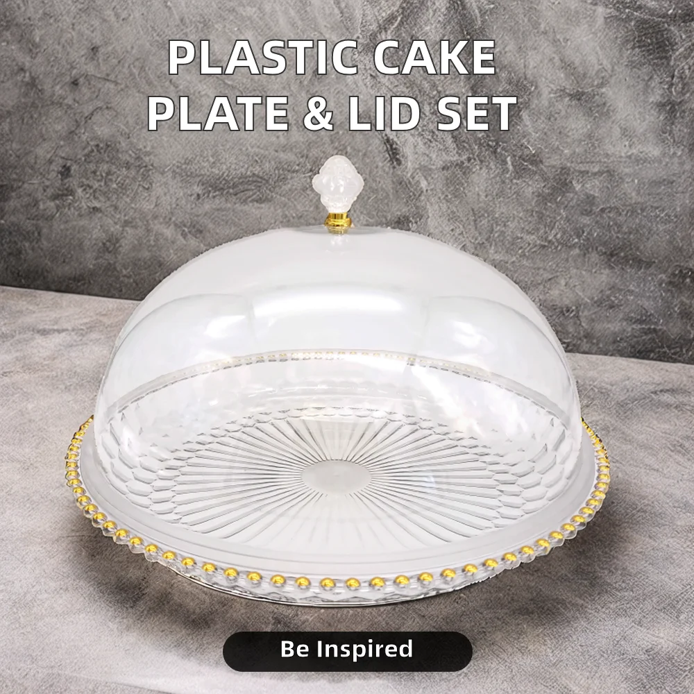 Modern European Design Round Plastic Cake Plate with Lid PS Material ...
