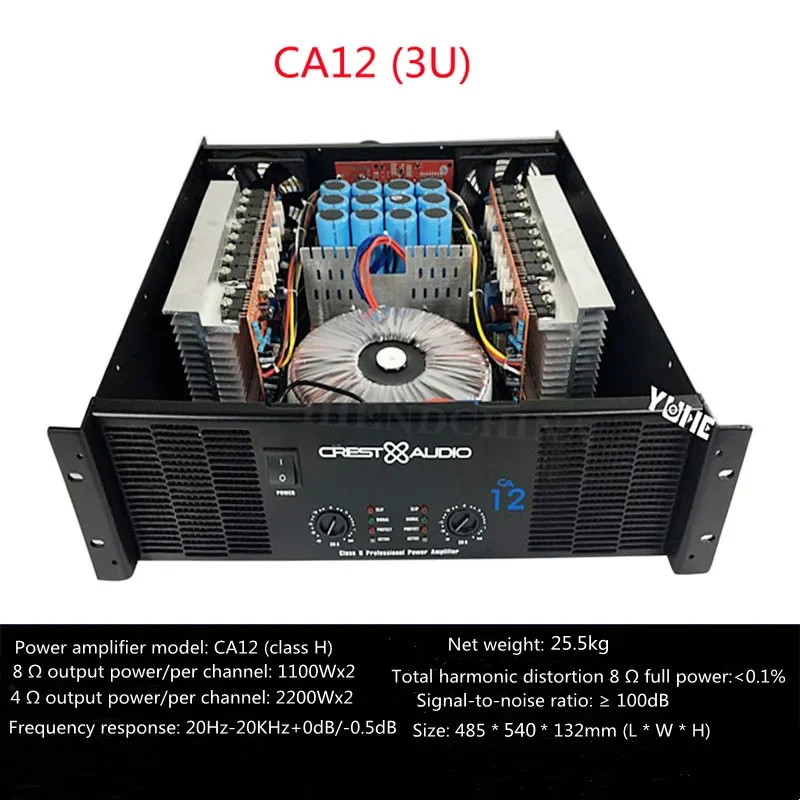 CA12 Professional Power Amplifier - 2 Channel, 1100W per Channel, Ideal ...