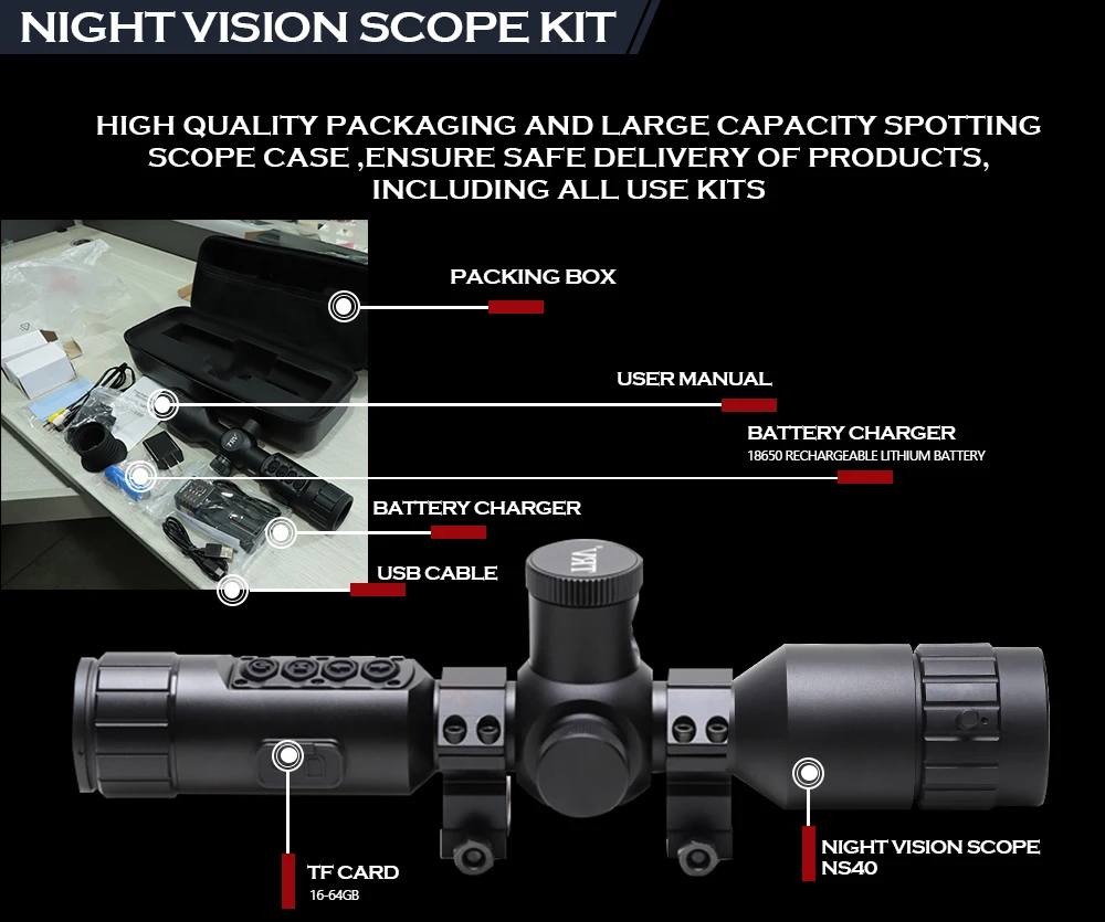 TRV Digital Night Vision Scope - 7-19X Zoom & IR Laser