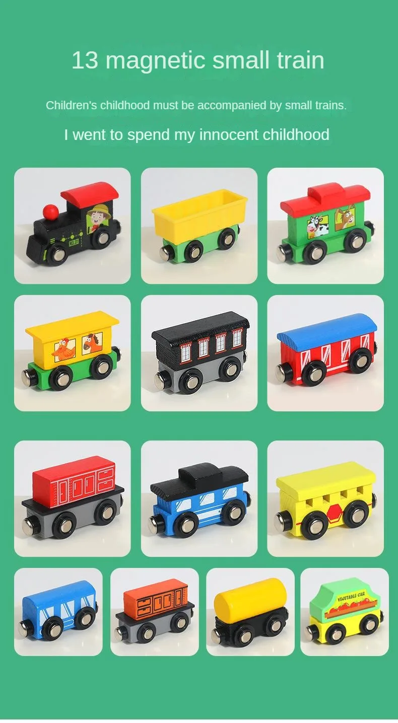 Hot Sale Wooden Train Set 12 Pcs Train Toys Magnetic Set Includes 3 ...