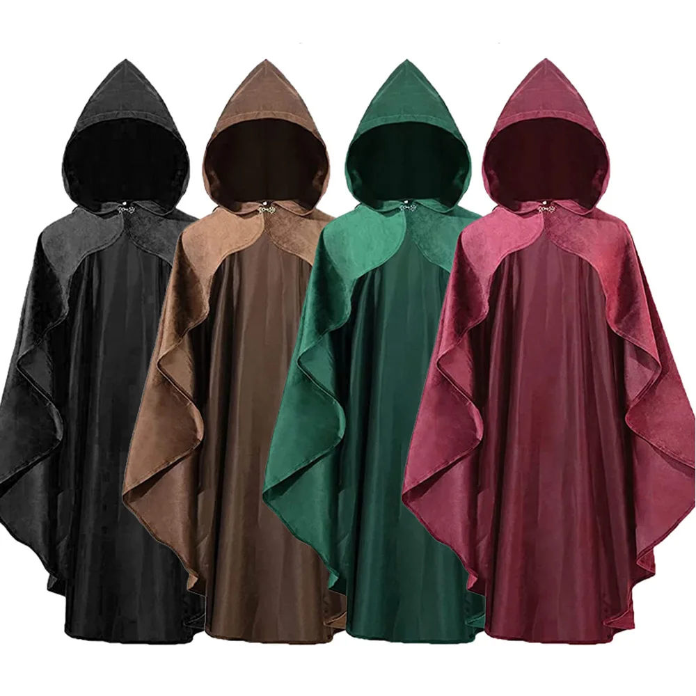 Medieval Cloak Coats Viking Pirate Wizard Death Long Cape Poncho ...