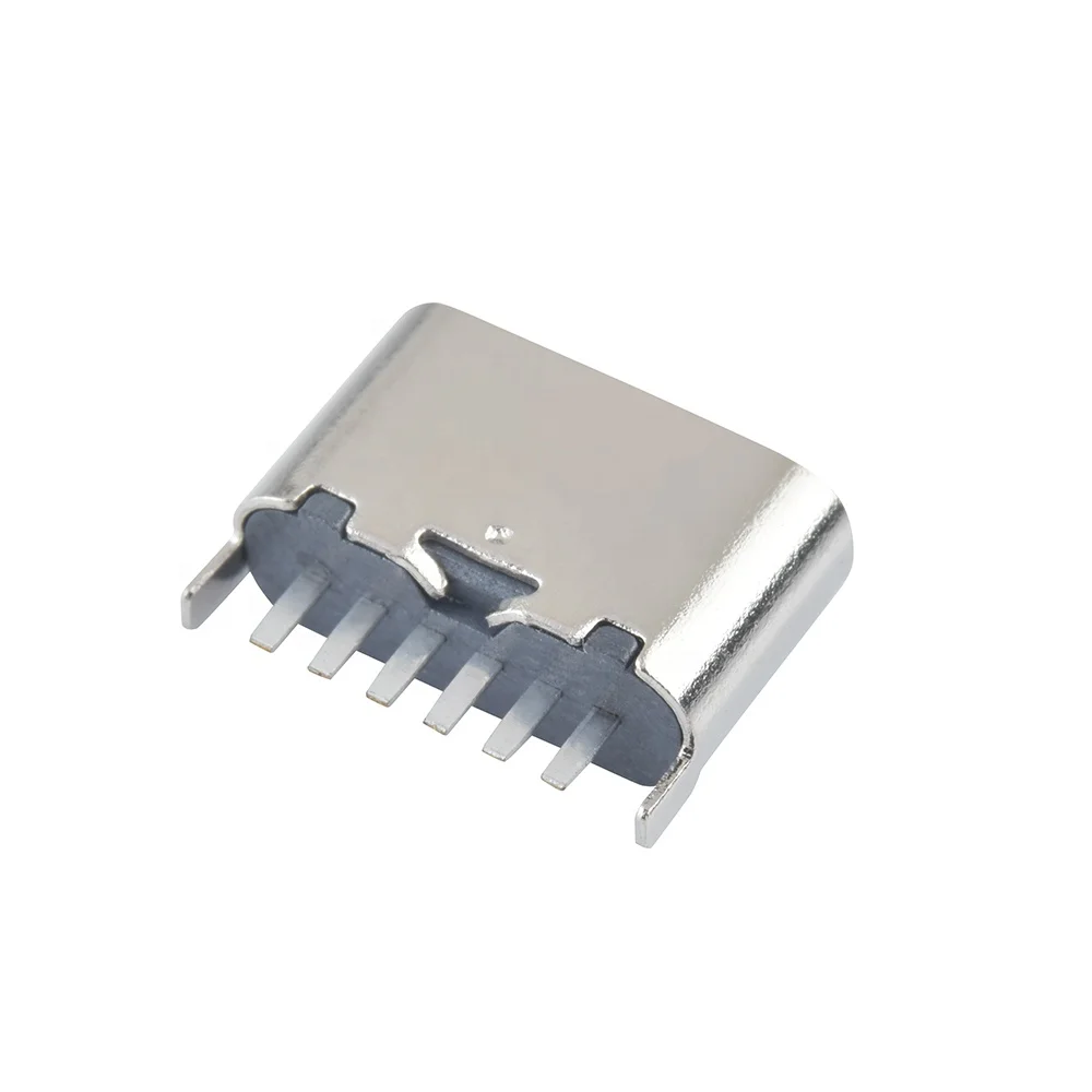 USB Type-C 6 Pin Female Connector Port Length 5.0mm DIP Vertical Mount USB-C 6Pin Connector ...