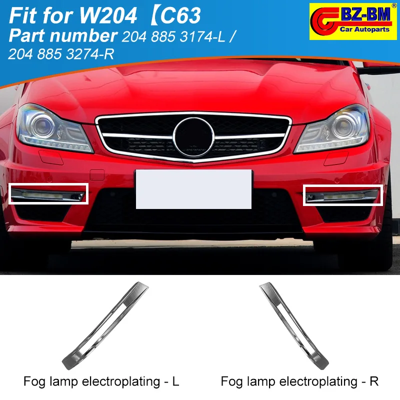 For Mercedes Benz W204 C63 AMG Front Bumper Fog Light Lamp Grille Trim ...