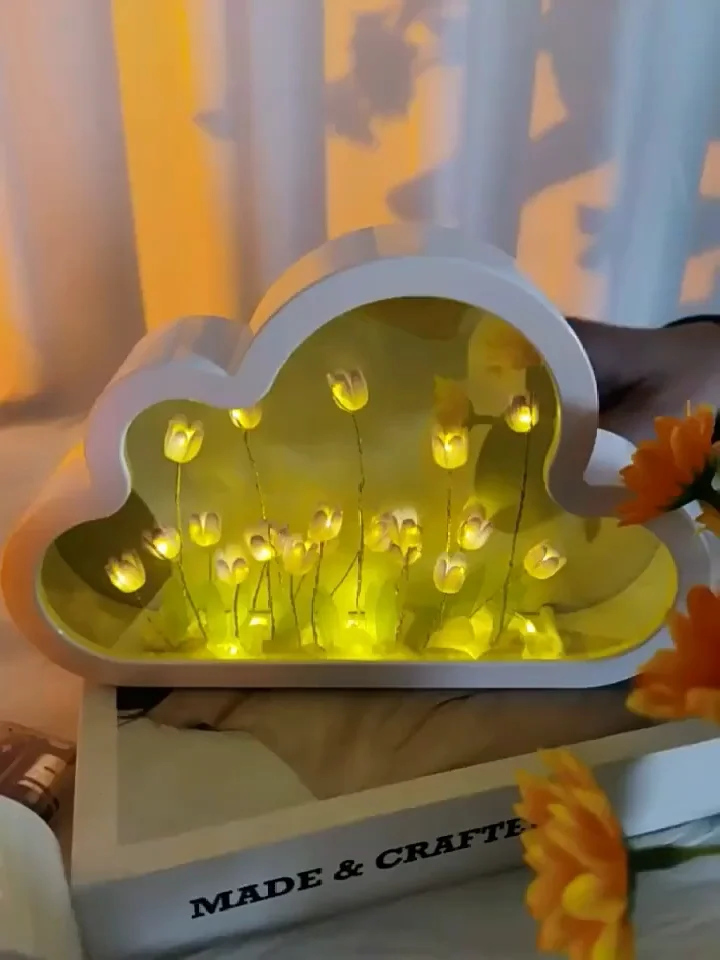 Tulip Night Light Cloud Mirror Tulip Lamp Diy Tulips White Clousd Lamp ...