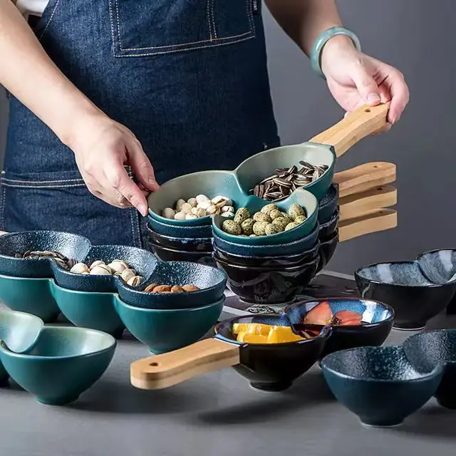 Modern Tabletop Serving Trays 3-compartment Porcelain Appetizer Serving ...