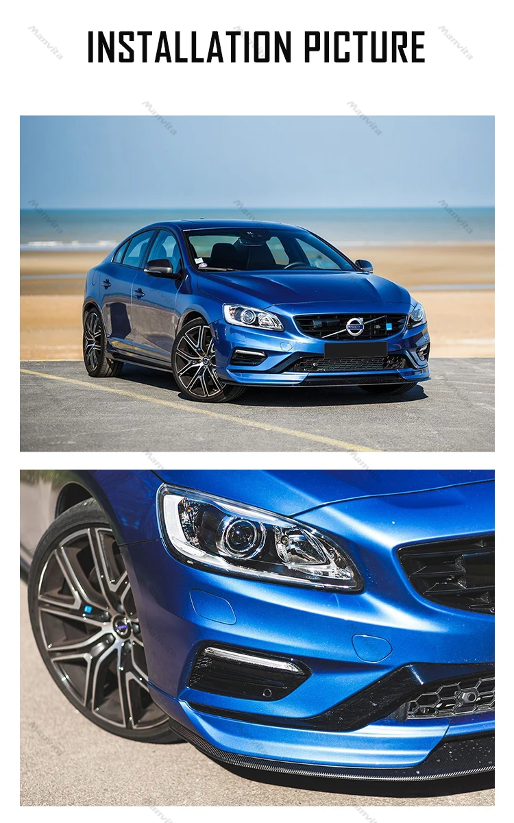 Carbon Fiber Body Kits Front Splitter Lip For Volvo V60 S60 Polestar ...