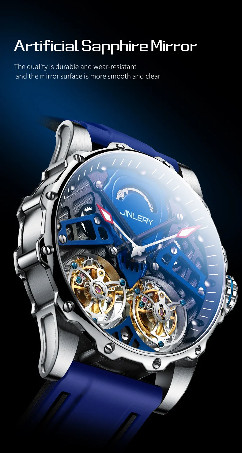 Jinlery New Men's Double Tourbillon Movement Watch Luxury Men's ...