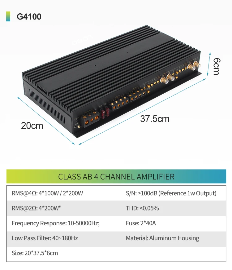 Full Range 4 Channel Car Amplifier Korean Four Channel Amplifier 2000 Watt Sound Power Class AB ...