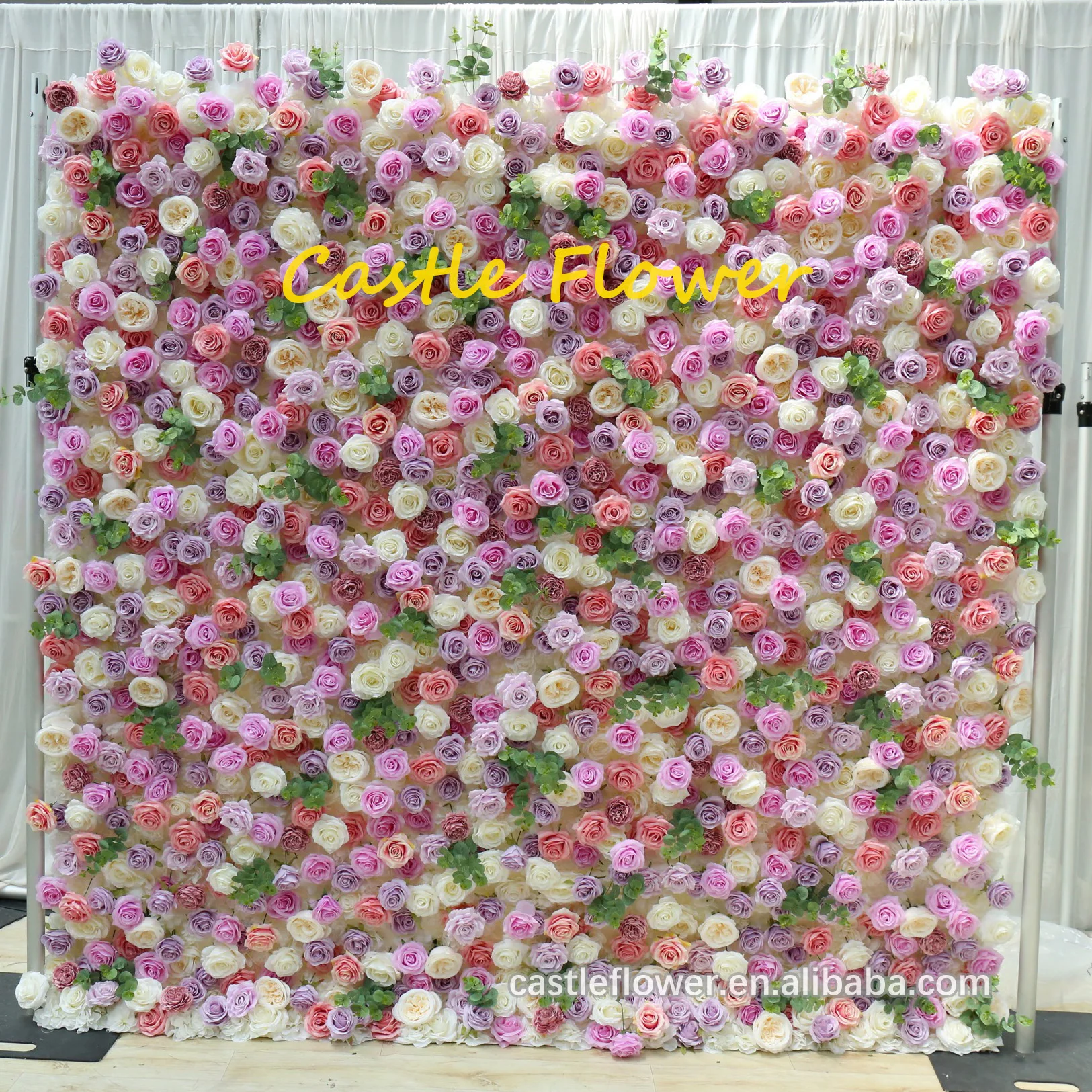FW673 Wedding Roll up Flower Wall Roll up Artificial Flowers Wall Panel ...