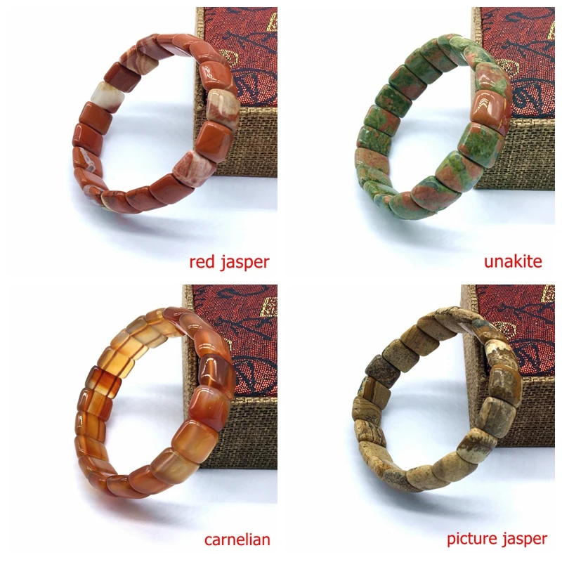 Natural Stone Bangles Colorful Crystal Elastic Bracelet Loose Gemstone ...