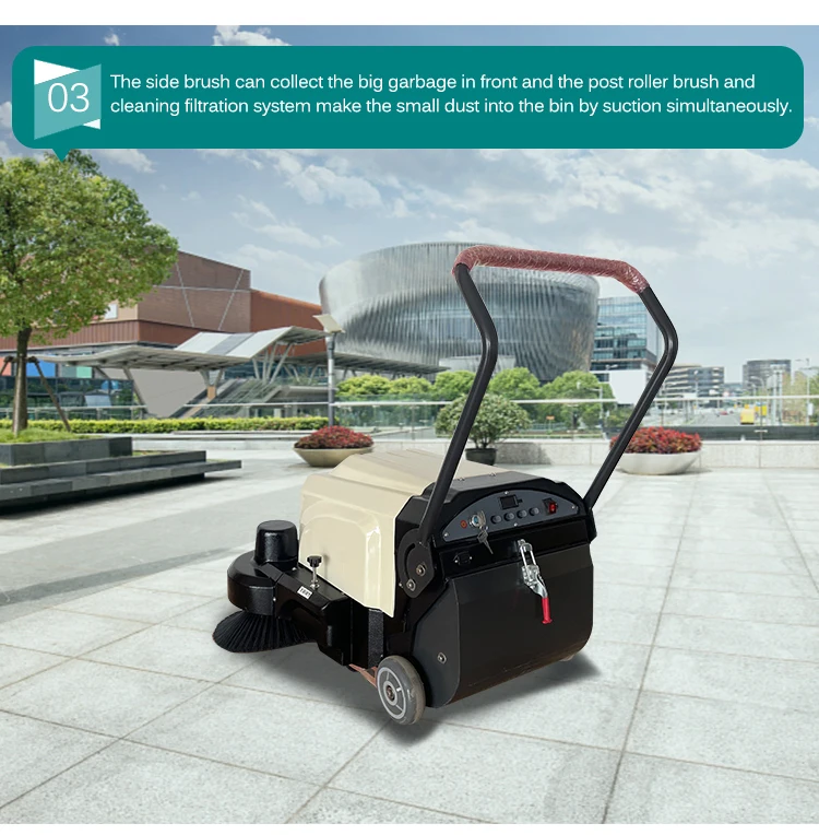 Hand Push Sweeping Road Walk Behind Floor Sweeper Street Electric ...